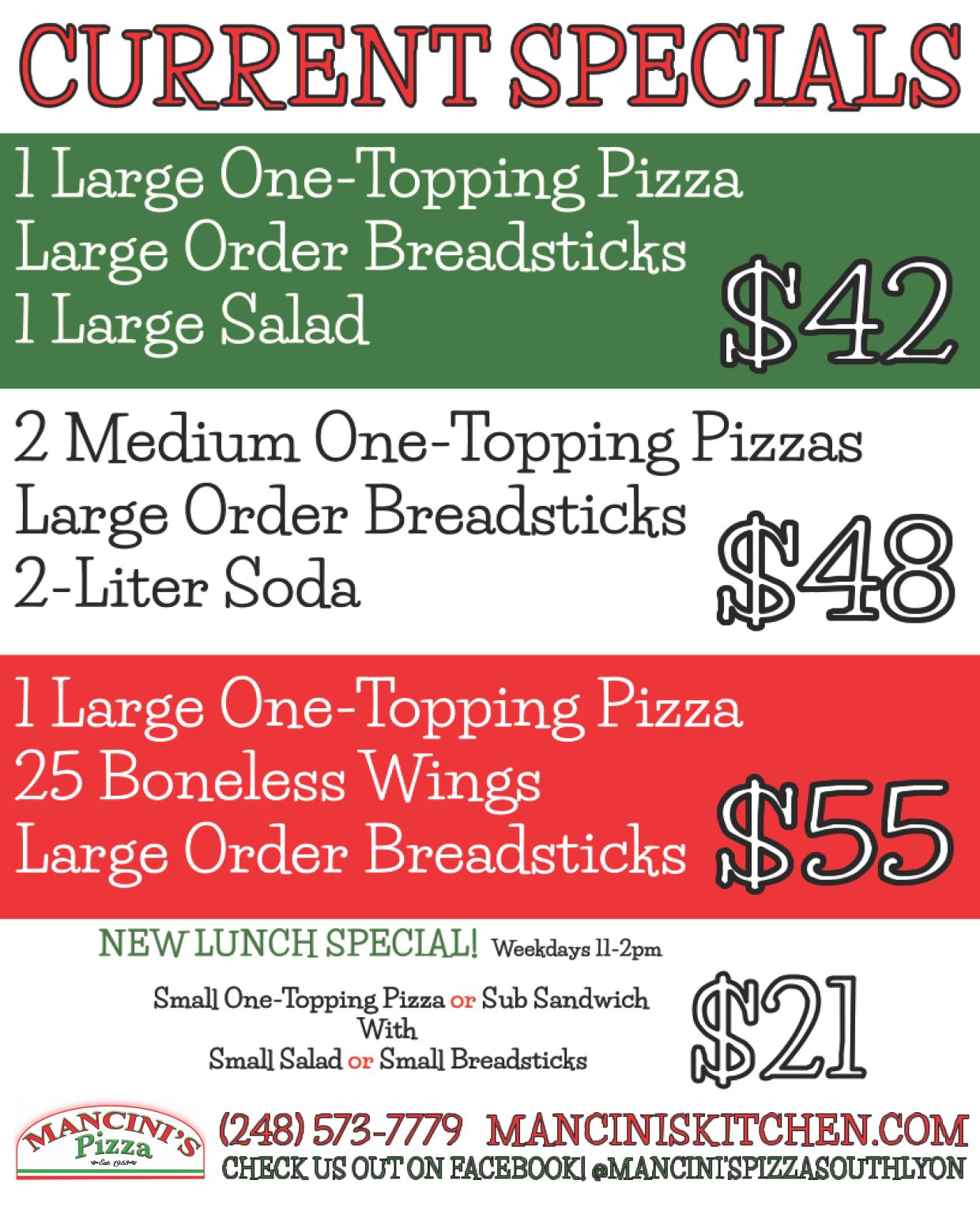 Mancini's Kitchen - The Best Pizza & Italian in South Lyon